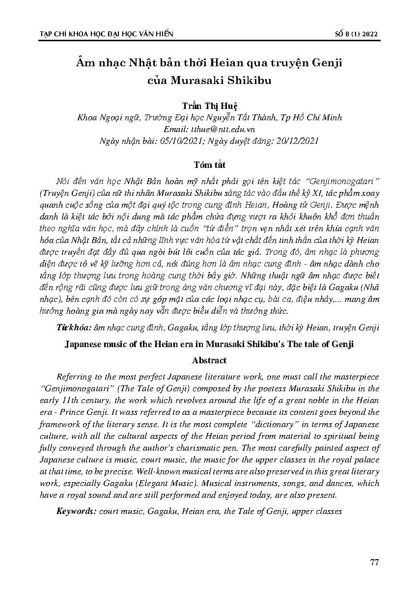 Âm nhạc Nhật Bản thời Heian qua truyện Genji của Murasaki Shikibu ...